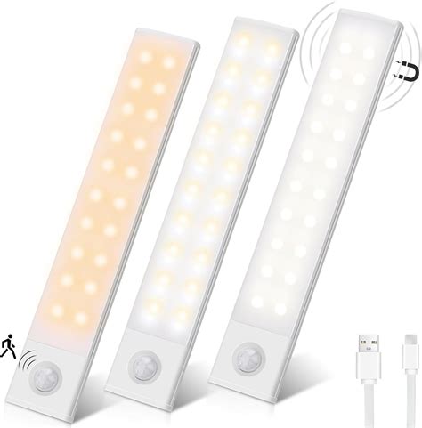 YELUFT Motion Sensor Rechargeable Cupboard Light LED Wardrobe Light Color Temperature