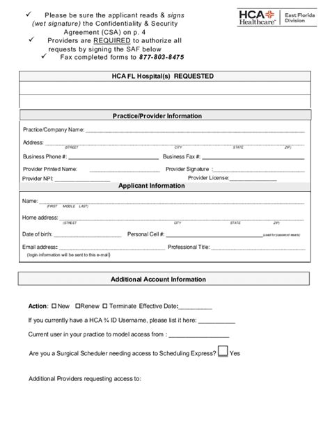 Fillable Online East Florida Security Access Form Saf And Csa East