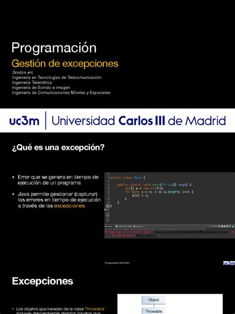 excepciones pdf java lenguaje de programación programación de