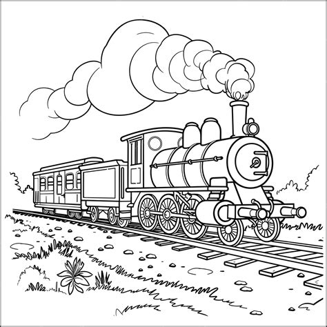 어린이를 위한 기차 색칠 페이지 기차 색채 페이지 일러스트레이션 프리미엄 벡터