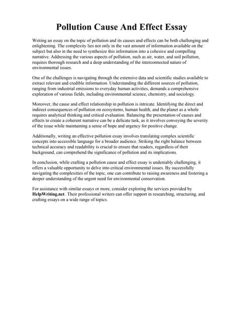 Pollution Cause And Effect Essay Pdf