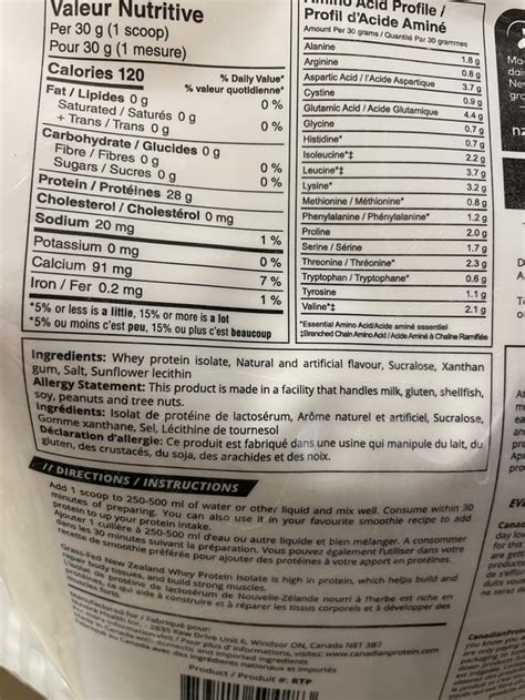 Wrong Ingredient Label Rcanadianprotein
