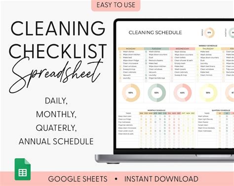 Cleaning Checklist Spreadsheet Template Cleaning Schedule Excel Spreadsheet Daily Weekly