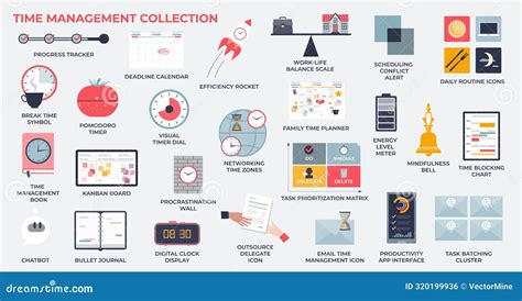 Time Management For Effective Work Organization Tiny Person Collection Set Stock Vector