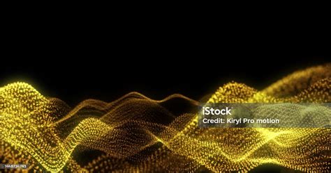 황금빛 모래 입자와 줄무늬의 노란색 파도는 흐림 효과가있는 마법의 에너지로 반짝이는 아름답고 밝게 빛납니다 추상적 인 배경 천상의에 대한 스톡 벡터 아트 및 기타 이미지