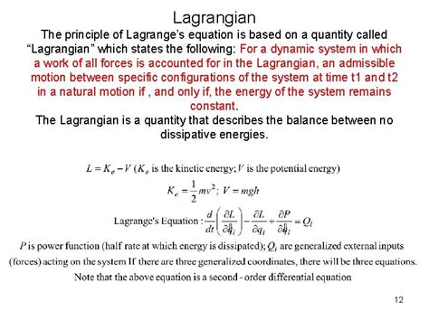 Lagrange Equations Use Kinetic And Potential Energy To