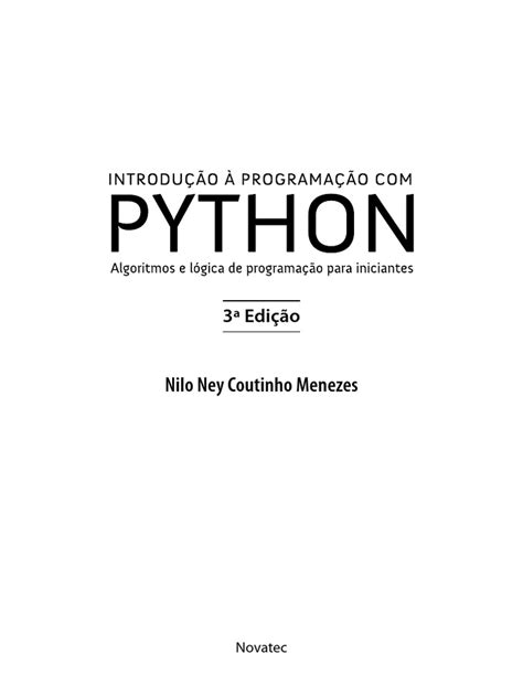 3 Edição Nilo Ney Coutinho Menezes Pdf Python Linguagem De