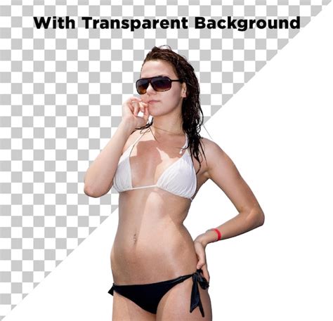 Красивая девушка позирует в бикини ПНГ ПСД изолирована на прозрачном фоне Премиум Psd Файл