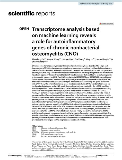 Pdf Transcriptome Analysis Based On Machine Learning Reveals A Role