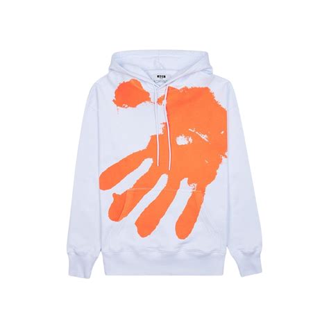 엠에스지엠 핸드 프린트 코튼 후드 화이트 Msgm Kream