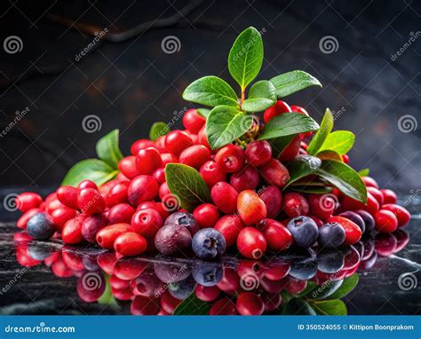 Honeysuckle Berries And Leaves Cartoon Vector