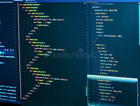 Código Css E Html Na Tela Conceito De Design Web Fechamento Do Código
