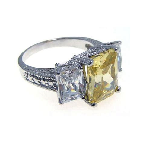 Sterling Silver Rhodium Plated Yellow Center And Clear Sustainable