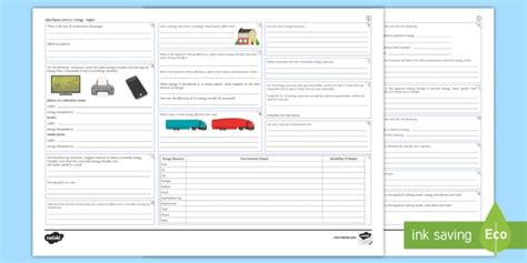 Aqa Physics Combined Unit 1 Energy Higher Revision Activity Mat