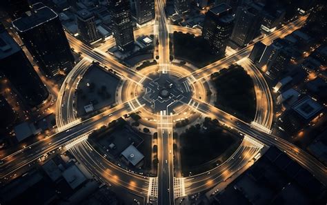 Premium Ai Image Top View Of A Roundabout In The Middle Of A Busy