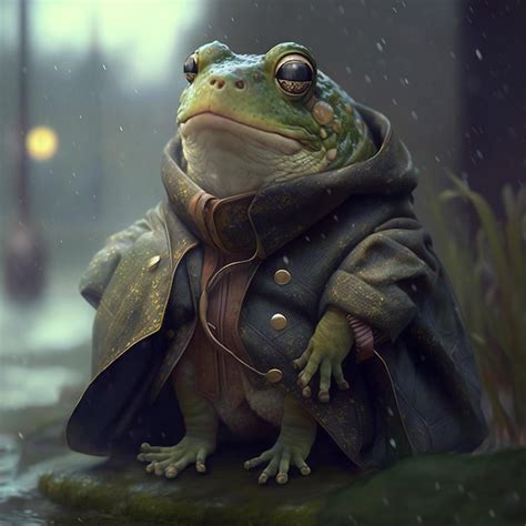 Premium Photo A Frog With A Coat That Saysthe Frogon It