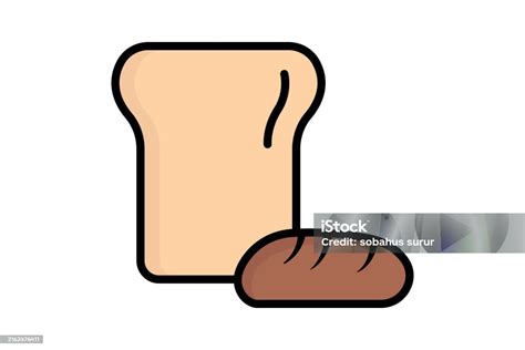 빵 아이콘입니다 탄수화물과 관련된 아이콘입니다 색상이 지정된 윤곽선 아이콘 스타일입니다 영양 요소 벡터 일러스트 레이 션 갈색에