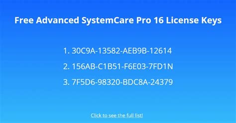 25 Free Advanced Systemcare Pro 16 License Keys Followchain