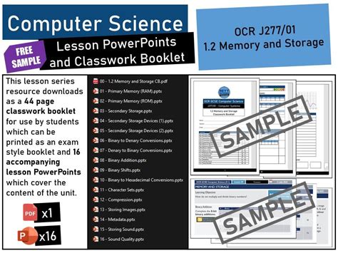 ocr gcse computer science j277 1 2 memory and storage lesson