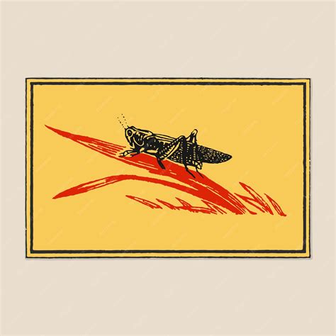 Premium Vector Grasshopper Icon Clipart Retro Logo Label Vintage Illustration Poster Template