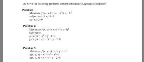 Solved A Solve The Following Problems Using The Method Of