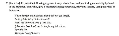 solved 7 [8 marks] express the following argument in