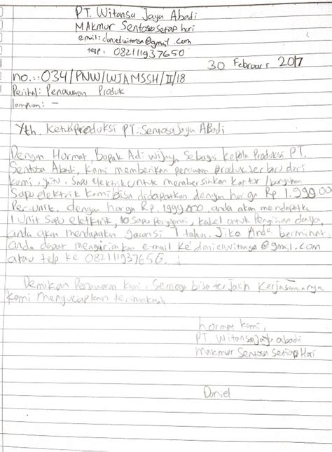 Contoh Teks Negosiasi Berbentuk Surat Penawaran Barang Contoh Teks My