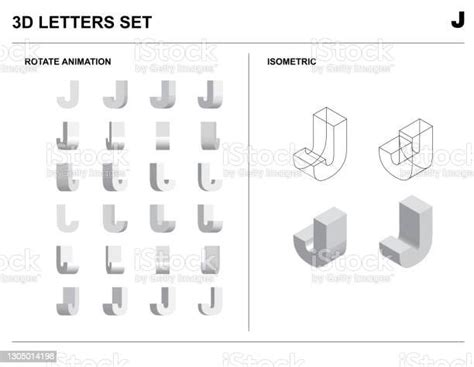 3d J 字母表字母設置動畫等軸線框向量向量圖形及更多大寫字母圖片 大寫字母 字母j 字母表 Istock