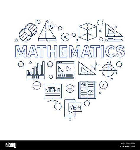 Mathematics Vector Outline Minimal Heart Shaped Banner Math Science Concept Linear Illustration