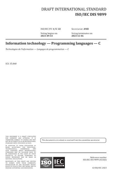 ISO IEC DIS Information Technology Programming Languages C