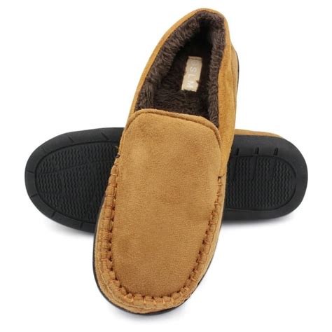 Ventana Mens Shoes Moccasin House Slippers Faux Fur Lined House