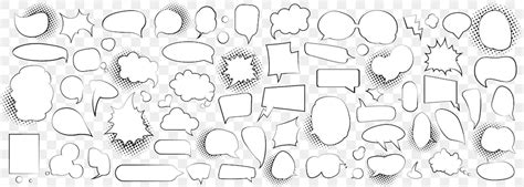 Premium Vector Comic Speech Bubble Cloud Collection With Halftone