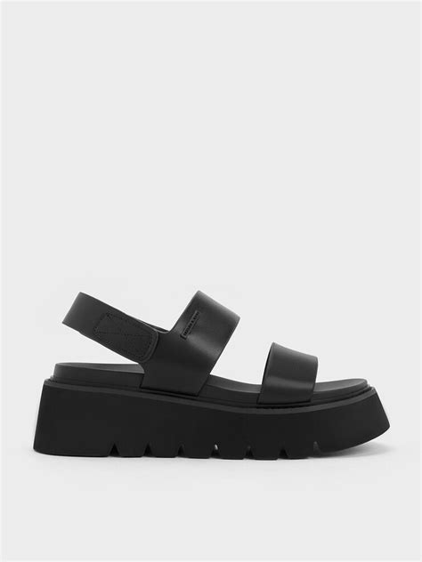 Black Jadis Chunky Flatform Sandals Charles And Keith In