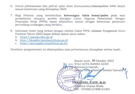 Pengumuman Hasil Seleksi Administrasi Calon PPPK JF Guru TA 2023