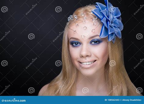 Woman Blue Make Up Stock Image Image Of Jewellery Black 108562443