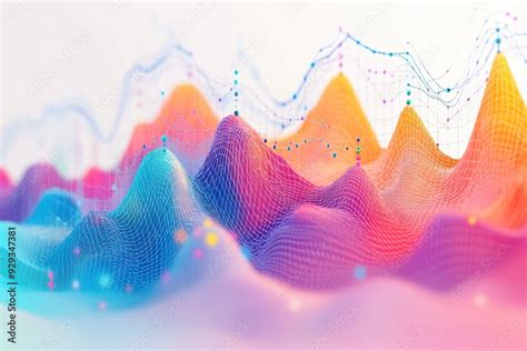 3d Graph With Colorful Peaks And Gridlines Representing Complex Digital Data Visualization On