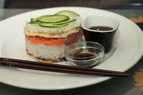 Japanese Pressed Sushi Oshizushi Stock Photo Image Of Dinner Omelette