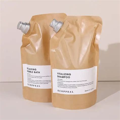 Custom Printing Sticker Reusable Brown Kraft Paper Pouches