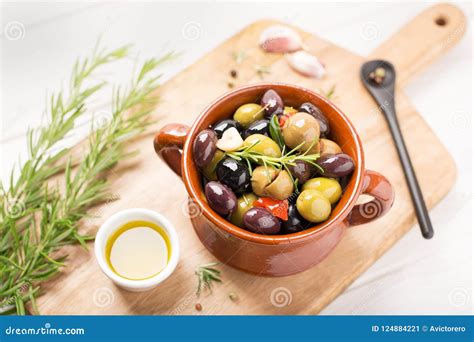 Marinated Olives Mediterranean Recipe Stock Image Image Of Bottle