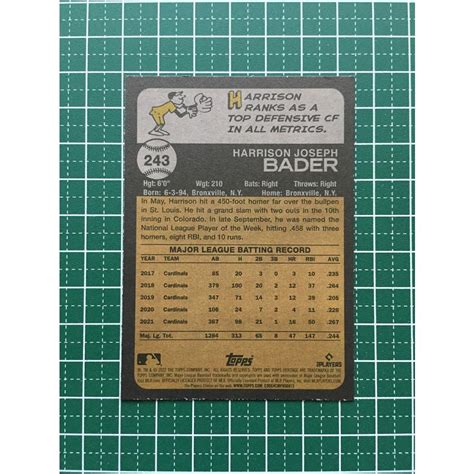 ★topps Mlb 2022 Heritage 243 Harrison Bader St Louis Cardinals ベースカード