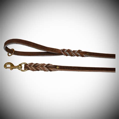 Soft Braided Leather Leash With Brass Hardware Airborne K9
