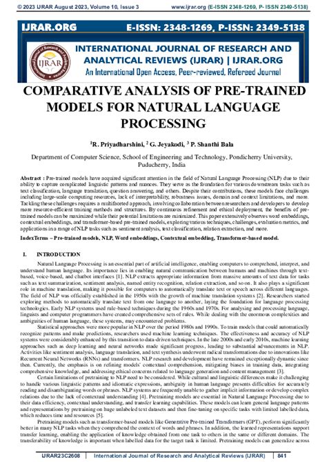 Pdf Comparative Analysis Of Pre Trained Models For Natural Language Processing