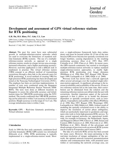 Pdf Development And Assessment Of Gps Virtual Reference Stations For