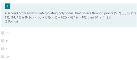 Solved A Second Order Newton Interpolating Polynomial That Chegg