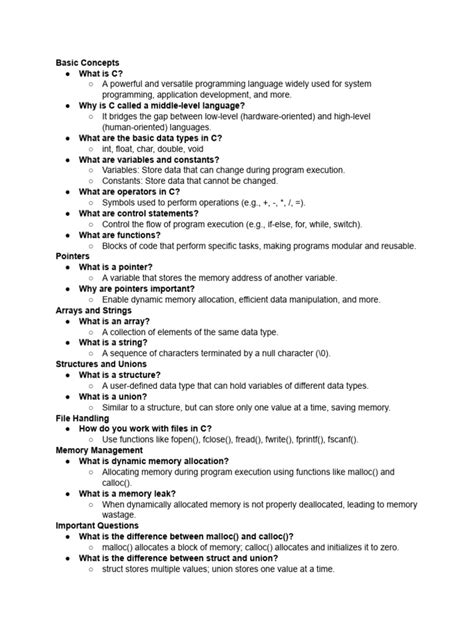 C Interview Questions For Beginners Pdf Pointer Computer Programming Variable Computer