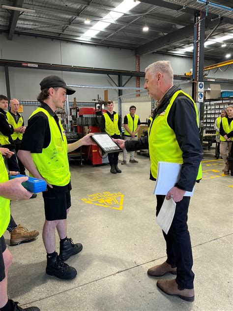 Congratulating Jake Schuster On The Completion Of His Apprenticeship At Original Engines Co