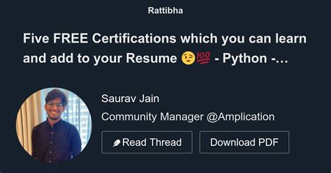 Five Free Certifications Which You Can Learn And Add To Your Resume 😉💯 Python Chatbot