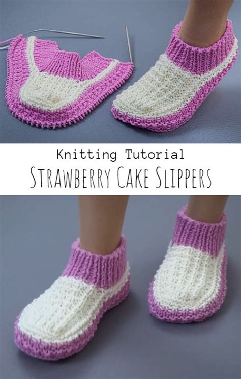 Knit Strawberry Cake Slippers