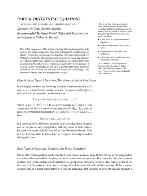 2 0 Definition Classification Pdes Pdf Partial Differential