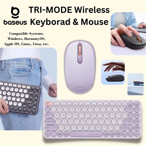 Baseus Keyborad And Mouse Tri Mode Wireless คีย์บอร์ด เมาส์ ไร้สาย บลูทูธ